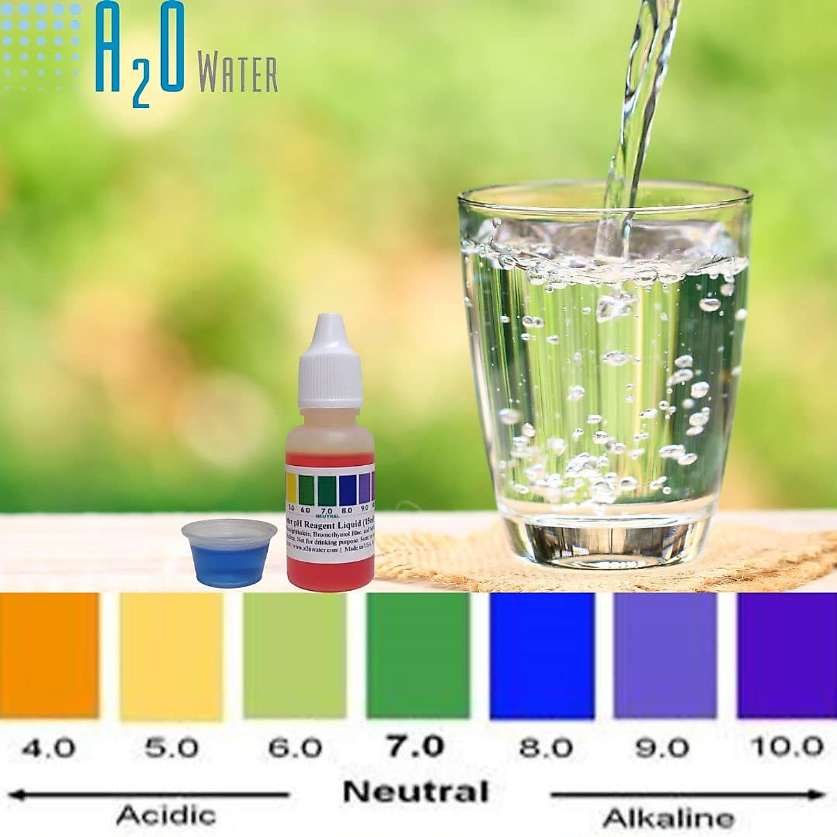 A2O Water - Made in USA, PH Tester (WHT/100-125 Tests)