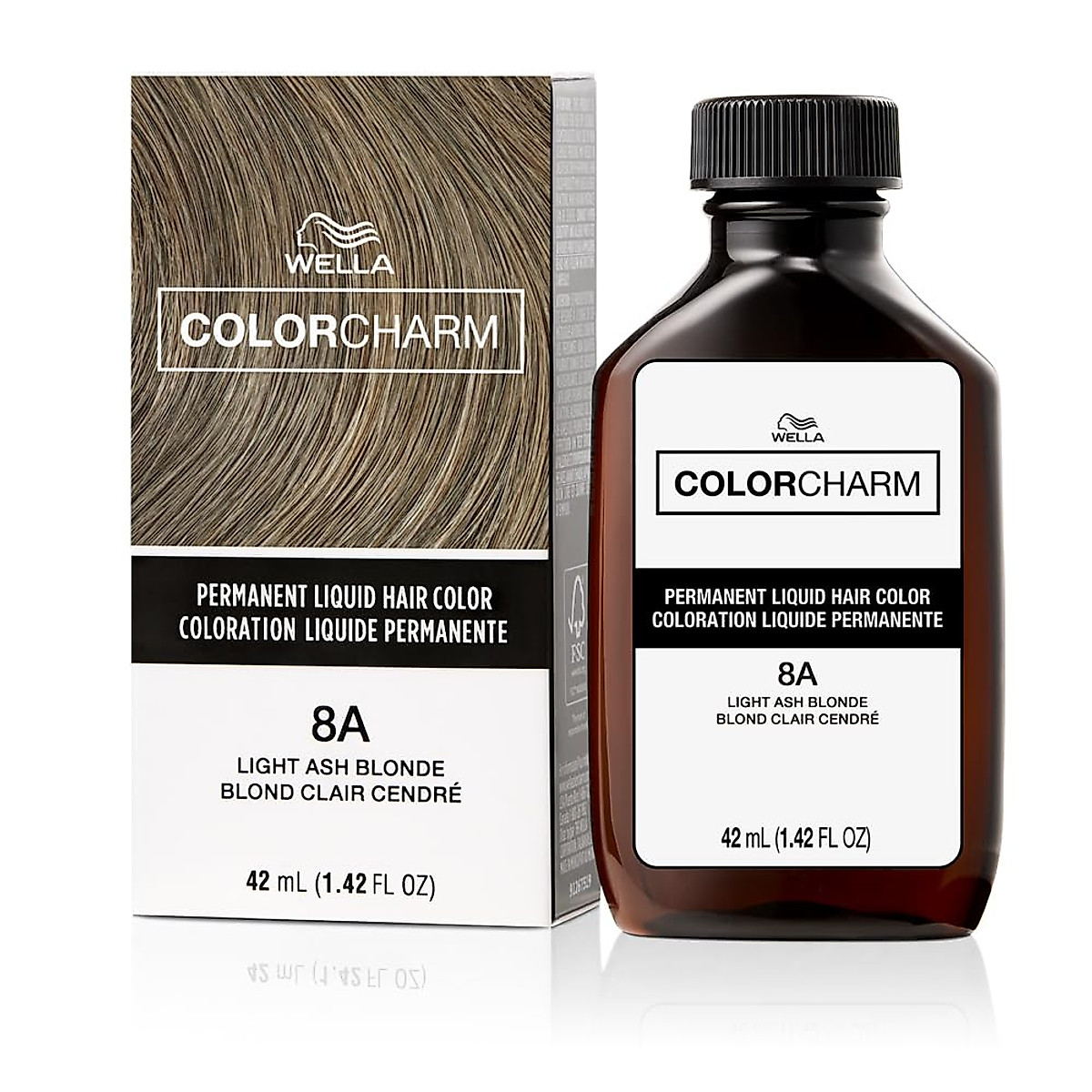 COLORCHARM Permanent Liquid Hair Color for Gray Coverage| 8A Light Ash Blonde | 1.4 Fl Oz