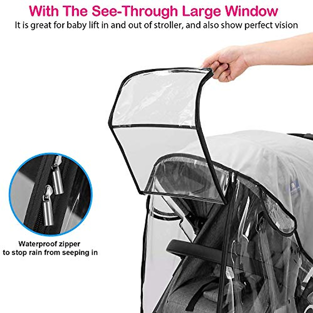 Stroller Rain Cover and Baby Stroller Mosquito Net(2-Piece Set),Baby Travel Weather Shield, Universal, Protect from Wind, Rain, Snow, Cold