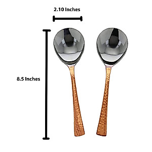 Rastogi Handicrafts Indian Handmade Stainless Steel & Copper Serving Spoon - Genuine Copper Dinnerware Serving Pieces Set of 2