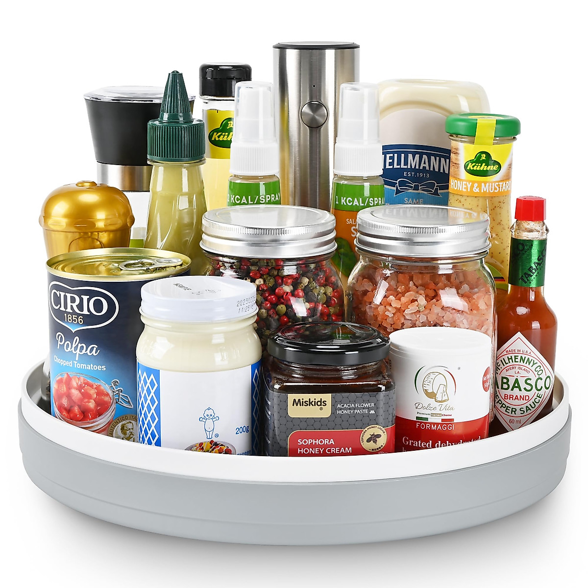 TRZZ Lazy Susan Turntable Organizer - 12-Inch Rotating Tray for Spices and Condiments Storage - Organize Kitchen and Fridge with Storage Container for Fridge, Pantry, and Cabinet - 1 Pack