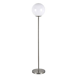 Theia Globe & Stem Floor Lamp with Plastic Shade in Brushed Nickel/White