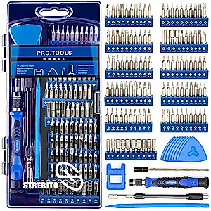STREBITO Precision Screwdriver Sets 124 in 1 Magnetic Repair Kit with 110 Bits Electronics Tool Kit for Computer, PC, iPhone, Laptop, Cell Phone, MacBook, PS4, Nintendo, Xbox, Game Controller(Blue)