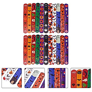 ibasenice 288 pcs Props Slap Decors Favors Wristbands Band Random Snap Supplies Bracelets Photo for Pumpkin Wrist Wristband Bands Circle Parties Style Kids Print Ghost Decorative Spider
