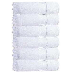Oakias 6 Pack White Hand Towels – 16 x 28 Inches – 600 GSM Quality – Highly Absorbent & Soft Gym Towels