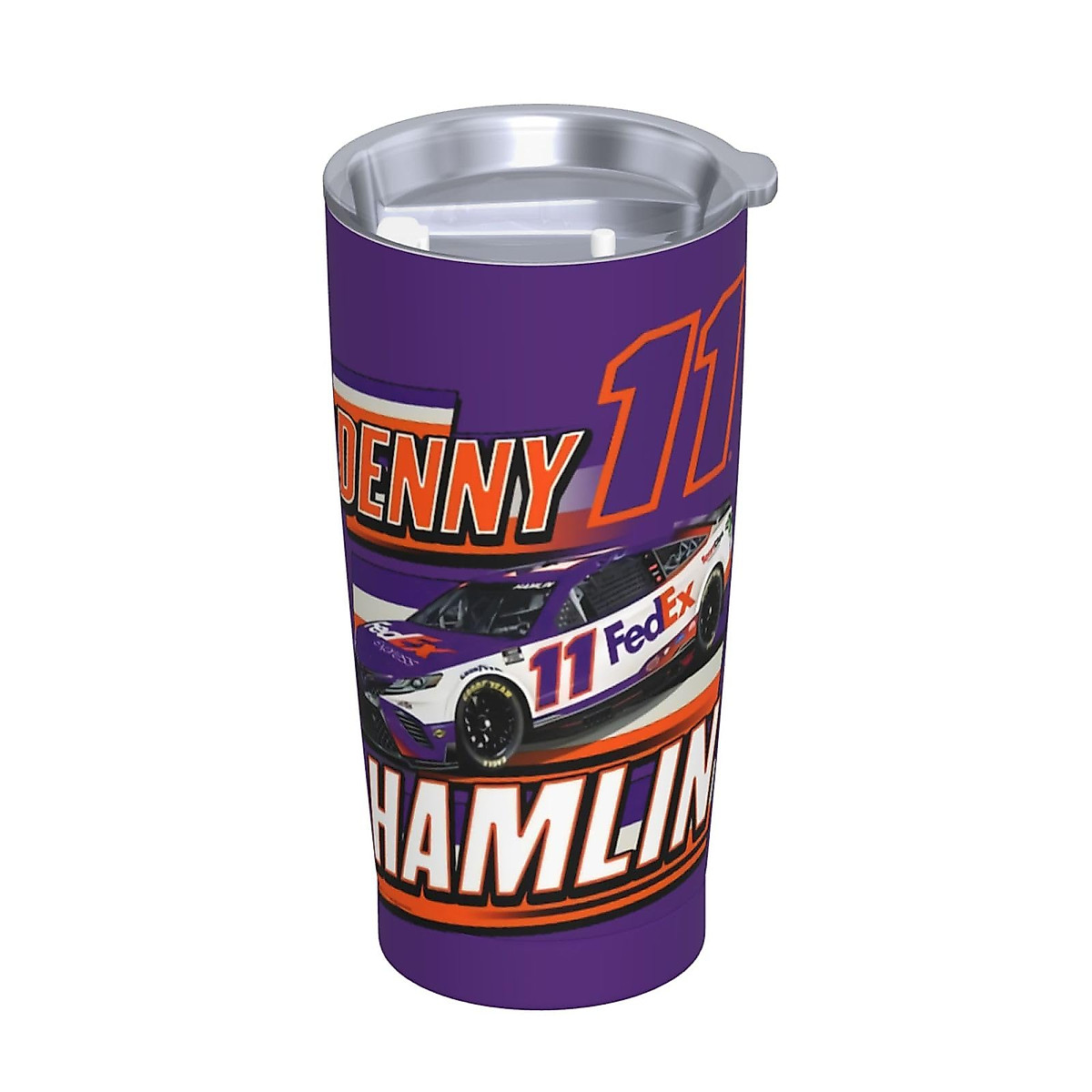 XCSEZ Denny Hamlin 11 20 Oz Stainless Steel with Lids Coffee Thermal Cup Double Wall Mug Metal Straw and Brush Durable for Hot Cold Drinks