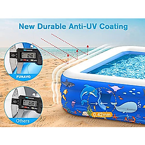FUNAVO Inflatable Pool, 101" X71" X22" Blow Up Swimming Pools for Kids, Toddlers, Infant, and Adults, Full-Sized Family Kiddie Pool for Ages 3+, Outdoor, Garden, Backyard, Summer Water Party