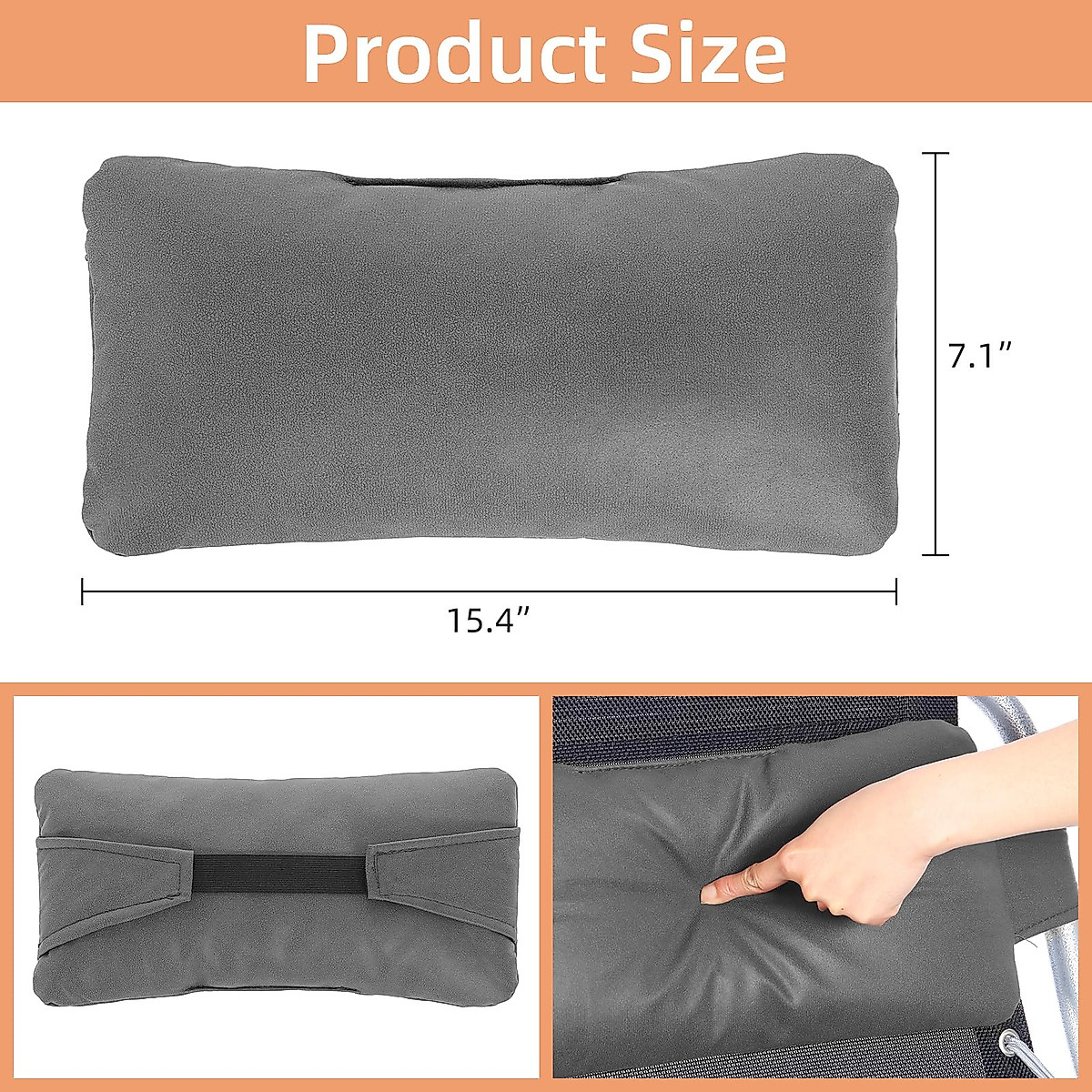 AkiiGer Chair Replacement Pillow, Generic Removable Headrest Neck Pillow for Zero Gravity Chair/Reclining Lounge Chair, with Elastic Band, Softer and More Elastic Filler & Smoother Surface Cloth