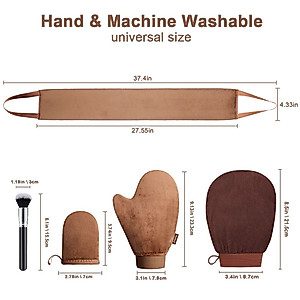 Self Tanning Mitt Applicator Kit - Sanfery 5 Pack Tanning Mitts Self Tanner Mitt Applicator Kit Self Tan Mitt Kit with Tanning Glove, Back Applicator, Mini Tan Mit, Exfoliating Mitt, Brush