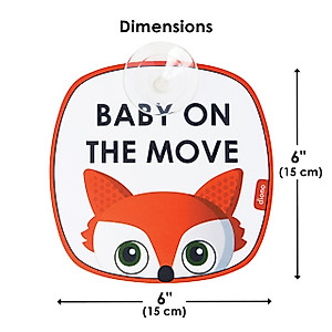 Diono Baby On The Move 2 Pack of Baby On Board Car Window Stickers with Suction Cups