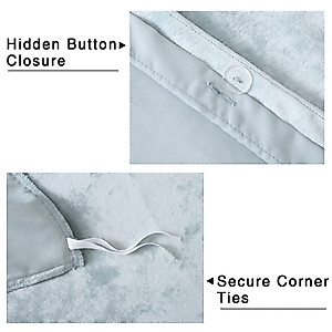 CAROMIO Velvet Duvet Cover Sets - 3 Pieces Lavish Design Comforter Cover King Size, Soft and Warm Bedding Cover Set for All Seasons, Aqua Green, 104x90 Inches