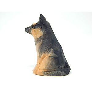 Hand Carved Wooden German Shepherd Figurine - Miniature Dog Sculpture for Home Decor, Small Animal Statue, Garden Ornament Pet Lover Enthusiast Collectible