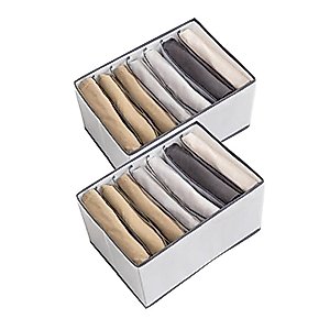 YUXES Dividers Drawer Organizer for Clothing Closet Shelf Wardrobe Clothes Organizer for Folded Clothes Jeans Pants Shirts Storage Bin Container for Bedroom Washable Collapsible