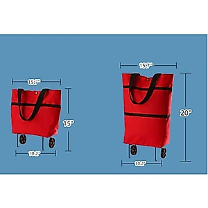 Foldable Shopping Cart Folding Shopping Bag Fashionable and Practical Shopping Carts Portable Hand-held Collapsible Sundries Bag for Picnic Trips and Shopping (Blue)