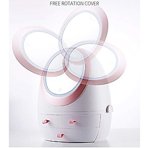 Sooyee Makeup Organizer,Bathroom Counter Organizer, Modern Jewelry and Cosmetic Display Cases with Led Lighted Mirror,Make Up Organizer Stands for Bathroom, Dresser, Vanity Countertop