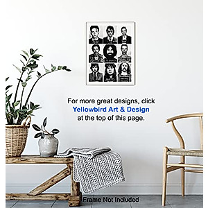 Bowie, Elvis, Johnny Cash, Jerry Garcia, Jimi Hendrix, Mick Jagger, Frank Sinatra, David Crosby, Janice Joplin Musicians Mugshots Photo - LARGE 11x14 - Music Gifts - Wall Art Home Decor Poster Prints