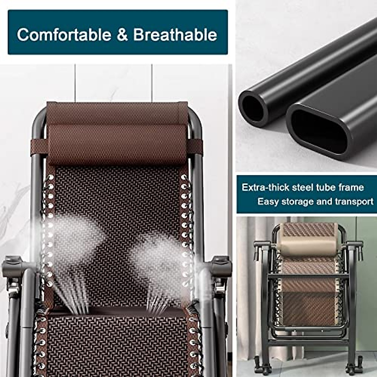 HAicom Rocking Lounge Chair, Patio Rocker Chair, Living Room Chair Outdoor Garden Furniture Patio Porch Rocker Relaxing Chair, Rattan Reclining Deck Chair (A)