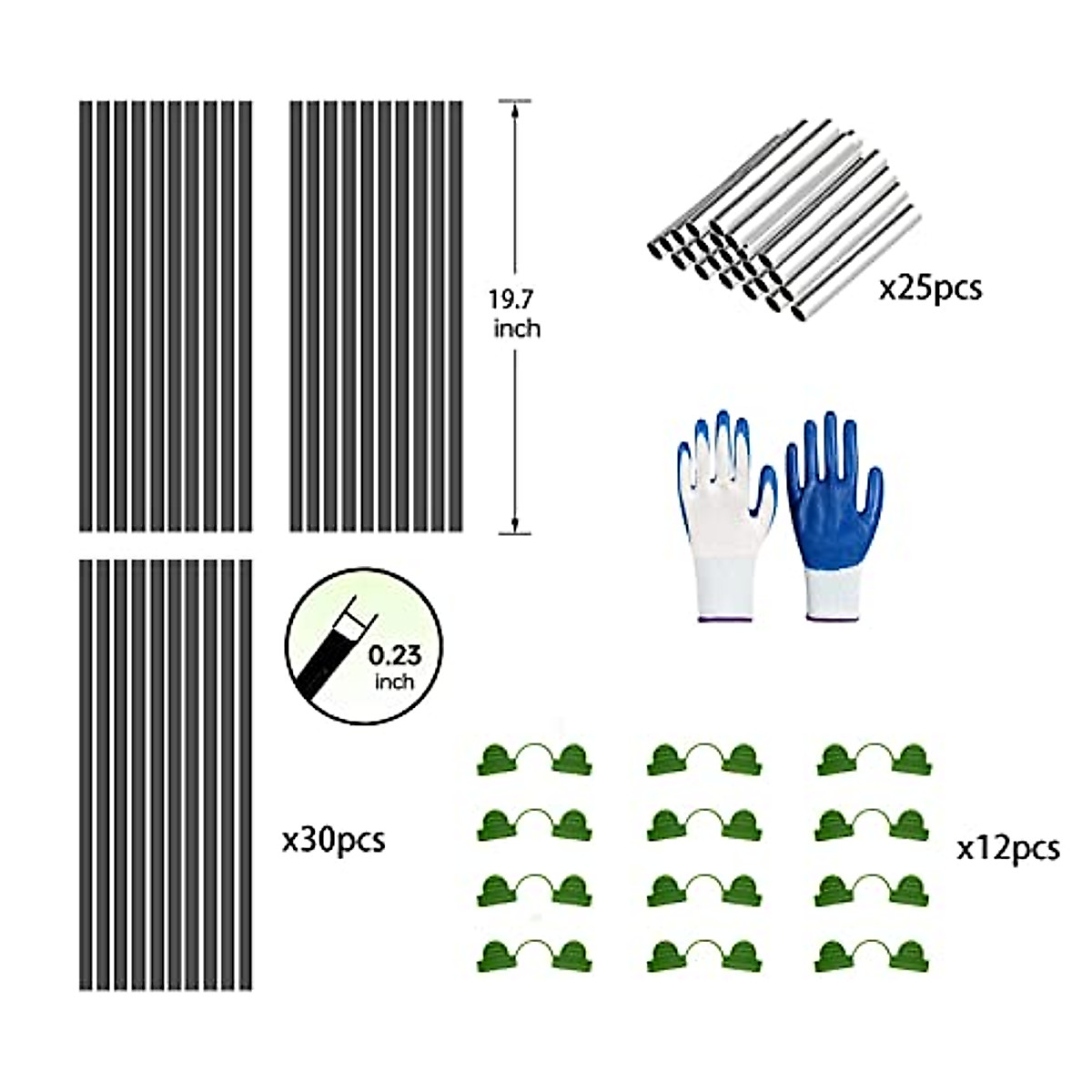 Garden Hoops - Hoop House Greenhouse DIY Garden Hoops for Raised Beds,Fiberglass Support Hoops Frame Plant Hoops for Garden Netting,Garden Tunnel Hoops,Row Cover Hoops Kit 30pcs