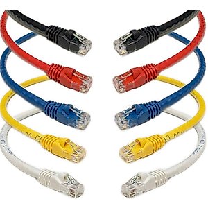 iMBAPrice UL Listed Cat 6 0.5 feet(6 inch) RJ45 Cat6 Ethernet Patch Cable Multi Color (Red, Blue, Black, White, Yellow)- 5 Pack Internet Cable for PC, Router, Modem, PS4/5, Xbox, Gaming