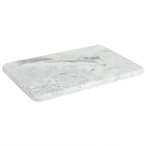 Marble Chopping Board, By Home Basics | 8" x 12", (White), Cutting Boards For Kitchen | Kitchen Cutting Boards With Non-Skid Feet