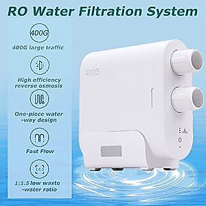 RYKIPO Water Filtration System Water Purifier, Under Sink Water Filter, 1.5:1 Drain Rate, 400GPD High Flow Reverse Osmosis Water Filter for Home and Kitchen