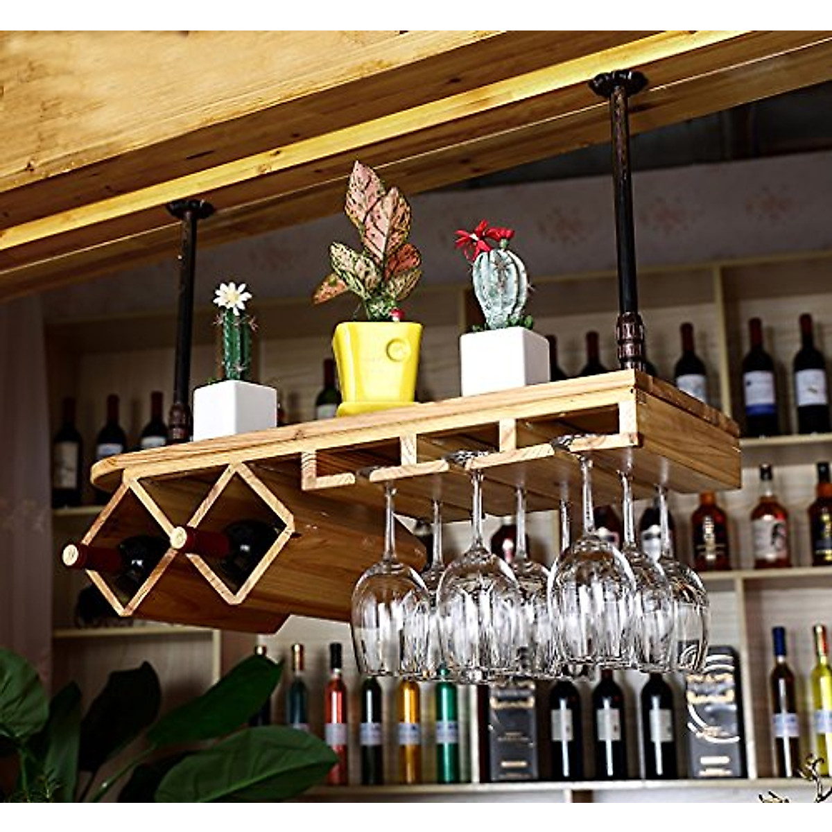 Stylish Simplicity European Solid Wood Wine Rack Wine Rack Wine Glass Rack, PIBM, b, 100 * 28 * 20cm