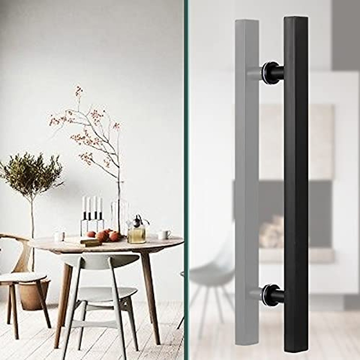 SXTBWFY Black Modern Barn Door Handles, Steel Double Side Push Pull Door Handle for Glass Door/Wood Door/Interior Sliding Door/Home/Office, Square Tube (Size : 50cm)