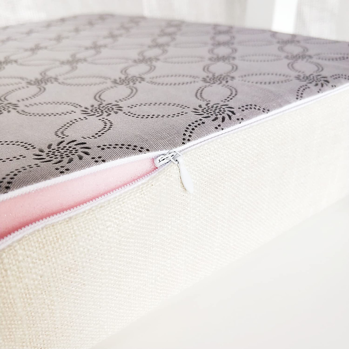 Kiyeocca Custom Bench Cushion Cover, Window Seat Cushion Cover Indoor, Custom Size Bench Seat Cushion Cover, Storage Bench Padding Cover, White Cover for Bench Cushion