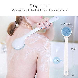 V-TOP 6 Pack Toothbrush Covers + Silcone Back Brush with Long Handle (Blue)