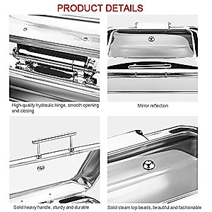Food Warmers for Parties Buffets Electric, Stainless Steel Buffet Server and Warming Tray, 9L, Chafing Dish Buffet Set - Adjustable Temperature + Hot Plate Electricgn 1/3