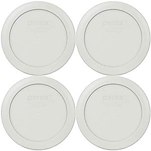 Pyrex 7200-PC Sleek Silver Round Plastic Food Storage Replacement Lid, Made in USA - 4 Pack