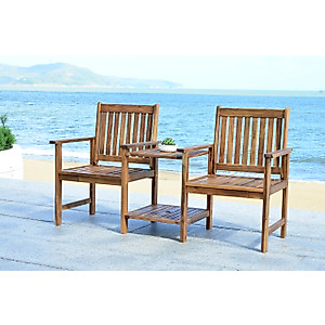 SAFAVIEH Outdoor Collection Brea Teak Brown Seat Bench