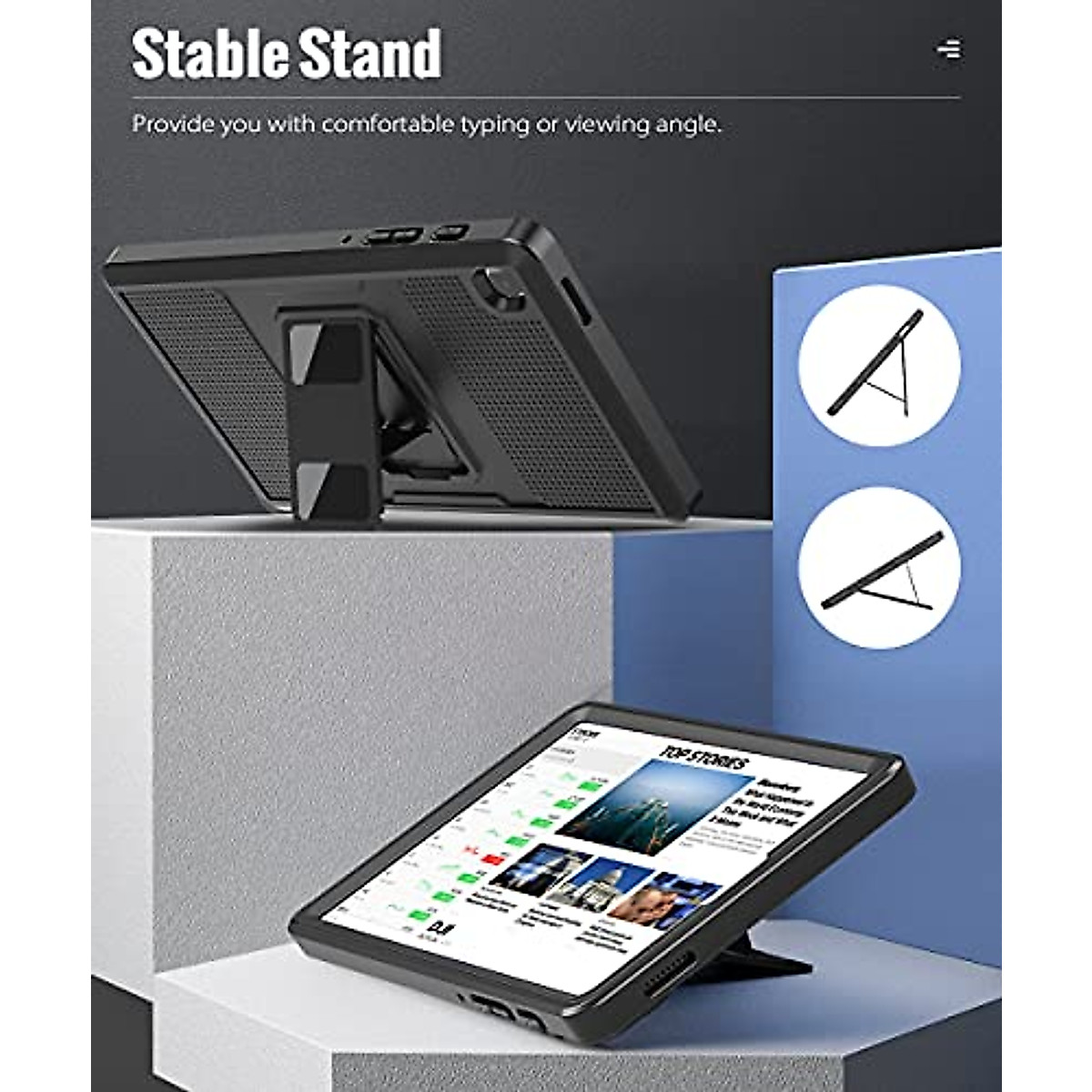 MoKo Case Fit Samsung Galaxy Tab A7 Lite 8.7-Inch 2021 (SM-T225/T220/T227), Shockproof Full Body Rugged Stand Back Cover Built-in Screen Protector Fit Galaxy Tab A7 Lite 8.7" 2021, Black