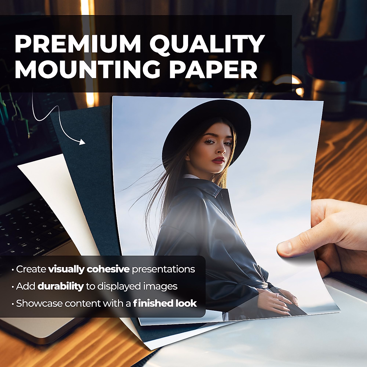 Dunwell Art Portfolio 8.5x11 Folder (Black), Mounting Paper, Portfolio Binder for Artwork, 8.5 x 11 Art Folder, 24 Pockets Display 48 Pages, Acid-Free Poly Presentation Book