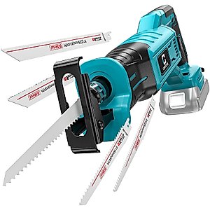 Cordless Reciprocating Saw for Makita 18V Battery,Cerycose Brushless Recipro Saw,Variable Speed 1" Stroke Length,3200 SPM,Toolless Blade Change, 4 Saw Blades for Metal/Wood/PVC Cutting Tool Only