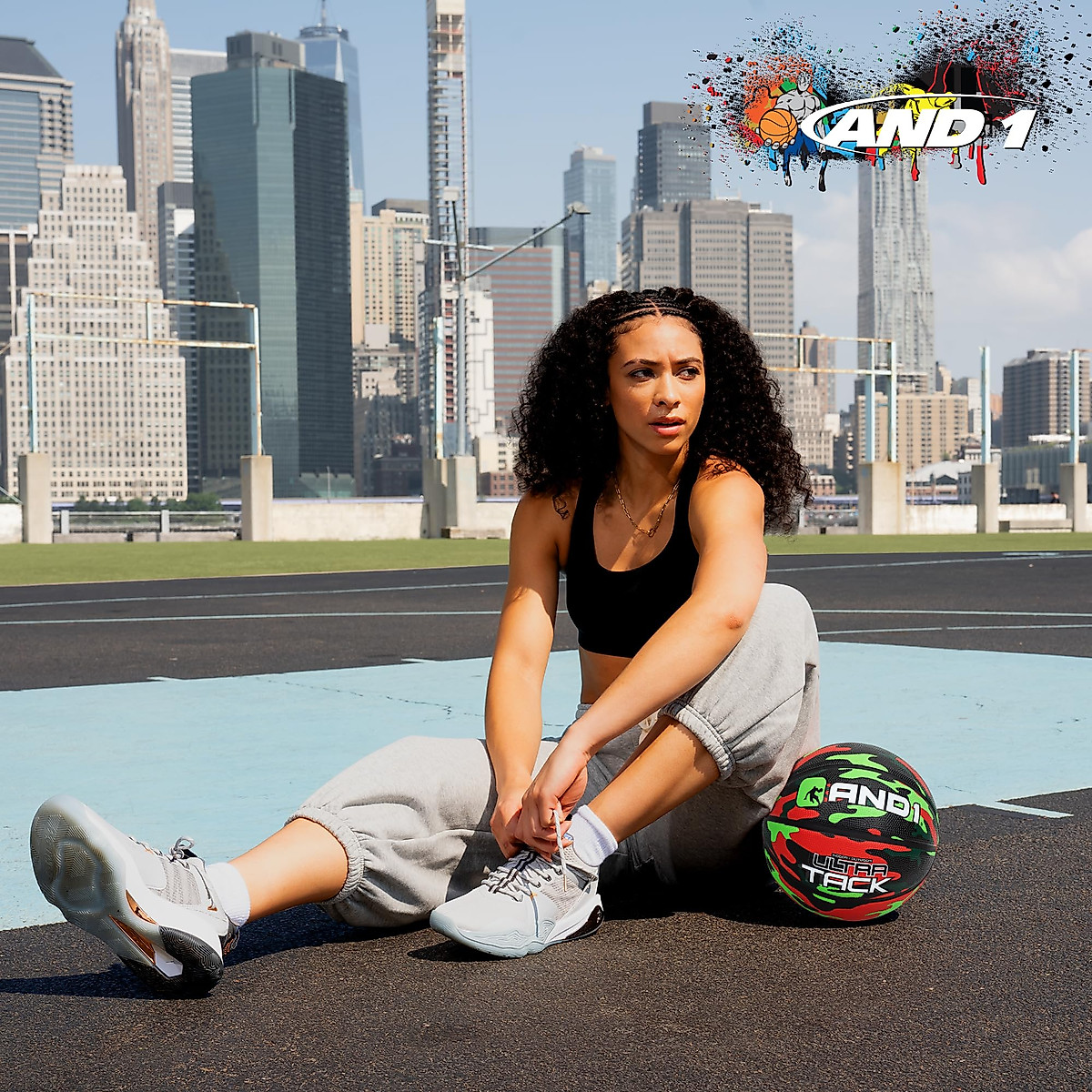 AND1 Ultra Grip Official Regulation Size 7 (29.5 inches) Rubber Deep Channel Construction Streetball, Made for Indoor Outdoor Basketball Games