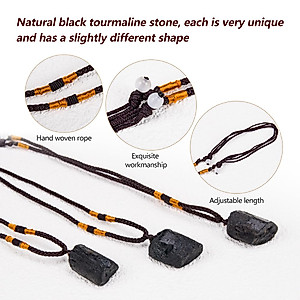 Comidox 2Pcs Natural Black Tourmaline Stone Pillar Pendant Necklace Tourmaline Amulet Natural Free Form Crystal Healing Pendant