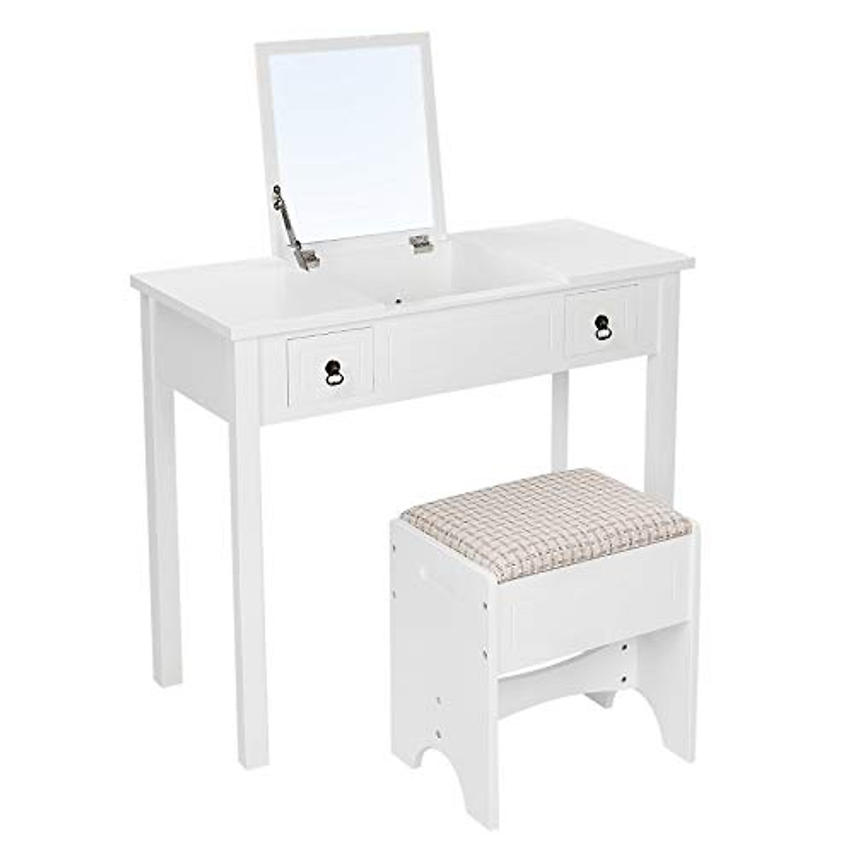 VASAGLE Flip Top Makeup Vanity Set - Stylish & Practical