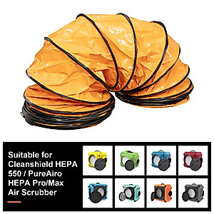 AlorAir 8" PVC Flexible Duct Hose for CleanShield HEPA 550 Air Scrubber and PureAiro HEPA Max 770/870/970, Easy Storage (8 Inch x 16.4 Feet, Outlet)