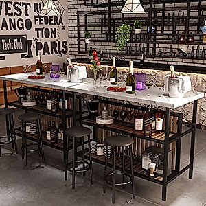 DKLGG 3 Piece Dinging Table Set, Faux Marble Dining Room Table Set with 2-Tier Storage Shelves, Bar Table Set with Bar Stools, Sturdy Kitchen Table with Storage for Restaurant, Living Room