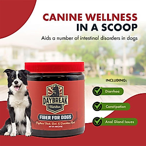 Daybreak Nutrition Fiber for Dogs Psyllium Husk, Beet Root, Dandelion Root, and Prebiotics to Aid in Relief from Diarrhea, Constipation, Anal Gland Issues, and Scoots