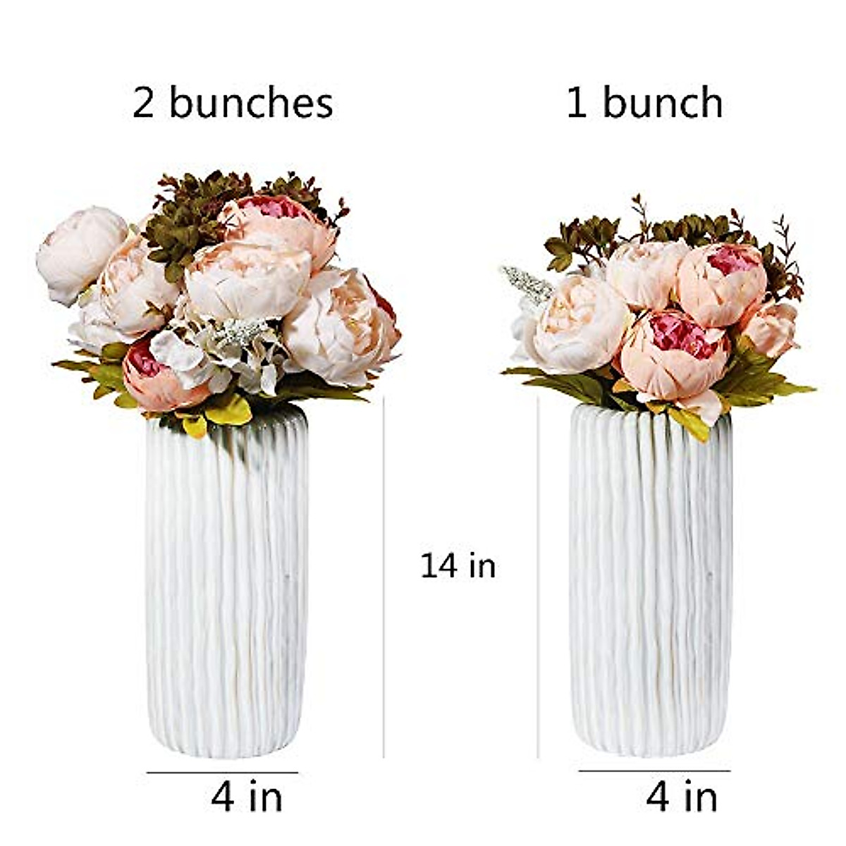 Luyue Vintage Artificial Peony Silk Flowers Bouquet Home Wedding Decoration -Light Pink