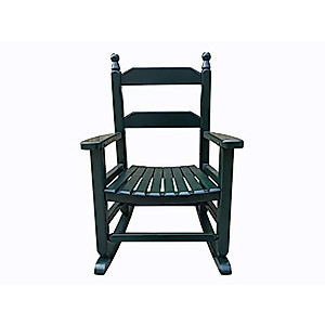 Rocking Rocker - K081DG Durable Dark Green Child’s Wood Porch Rocker/Outdoor Rocking Chair - Indoor or Outdoor - Suitable for 3-7 Years Old