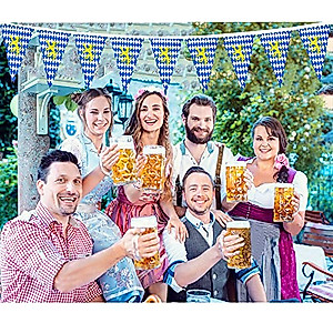 UOMNICUE 3 Pack Oktoberfest Decorations Pennant Flag Banner, 98 Feet Double Side Blue White Waterproof Oktoberfest Banners Flag Pennant for Oktoberfest Festival Outdoor Party Decorations Supplies