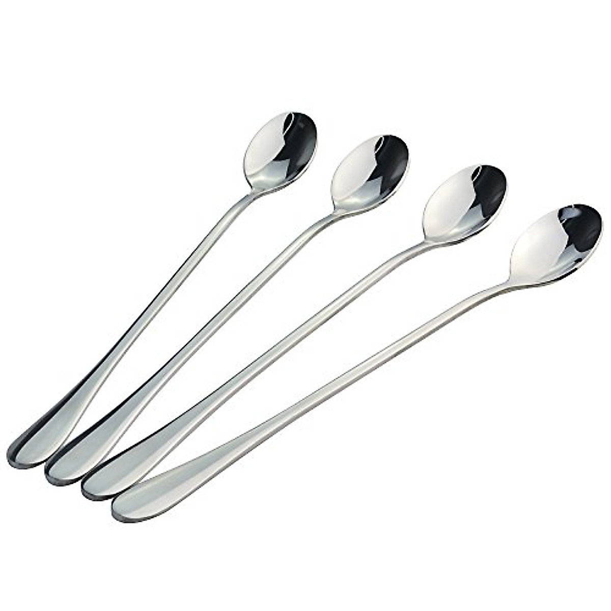 4 pcs 9 Inch Long Handle Iced Tea Spoon, Coffee Spoon, Ice Cream Spoon, Stainless Steel Cocktail Stirring Spoons for Mixing, Cocktail Stirring, Tea, Coffee, Milkshake, Cold Drink