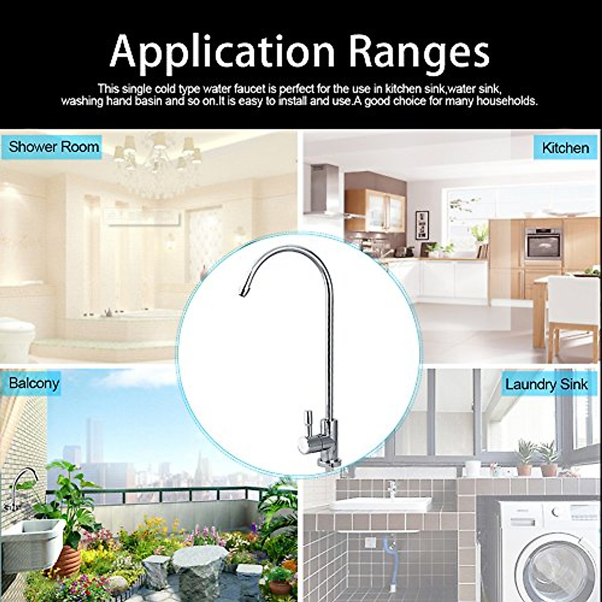 1/4'' Kitchen Faucet, Kitchen Sink Faucet 360 ° Stainless Steel Rotatable Drinking Water Faucet Tap Chrome Reverse Osmosis RO Drinking Faucet