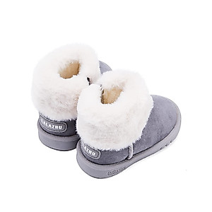 BMCiTYBM Baby Snow Winter Boots Girls Boys Cold Weather Faux Fur Shoes 6 12 18 24 Months Grey Size 12-18 Months Toddler