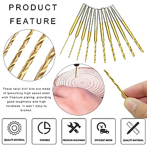 Mini Twist Drill Bits Set - 10Pcs 0.6mm-2.2mm Micro Wood Drill Bit 2.35 Shank Titanium Coated HSS Engraving Drill Bits Hole Drilling Tool for DIY Resin, Beads, Jewelry (10)