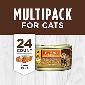 Instinct Ultimate Protein Grain Free Real Chicken Recipe Natural Wet Canned Cat Food, 3 oz. Cans (Case of 24)