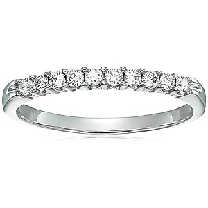Vir Jewels 1/3 cttw Round Diamond Wedding Band for Women in 14K White Gold, 10 Stones Prong Set, Size 5